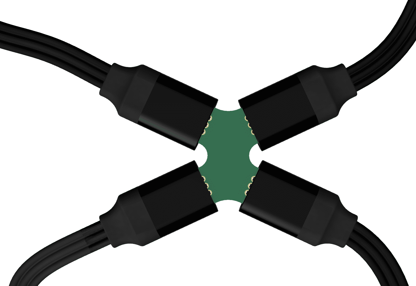 Four cables joining into a hub