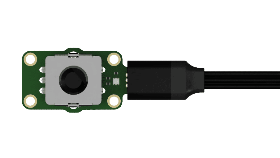 A rotary encoder module with a Jacdac cable attached.